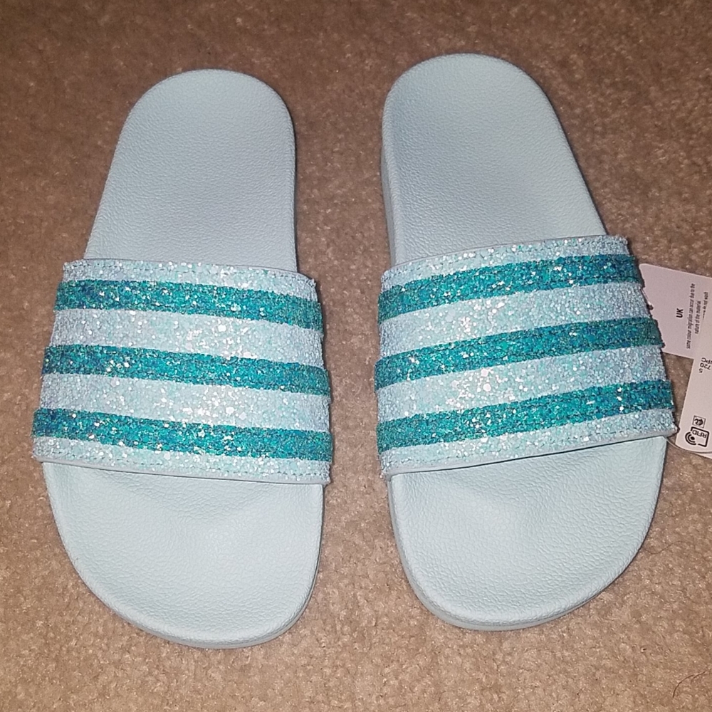 Adidas Adilette Glitter Slide Sandals - Gem